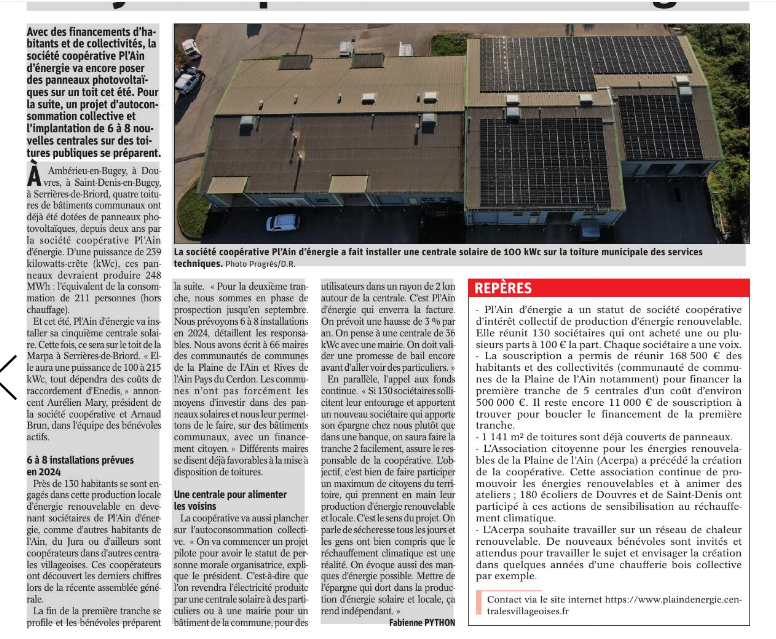 Article du Progrès avril 2023 | Centrales Villageoises de la Plaine de ...